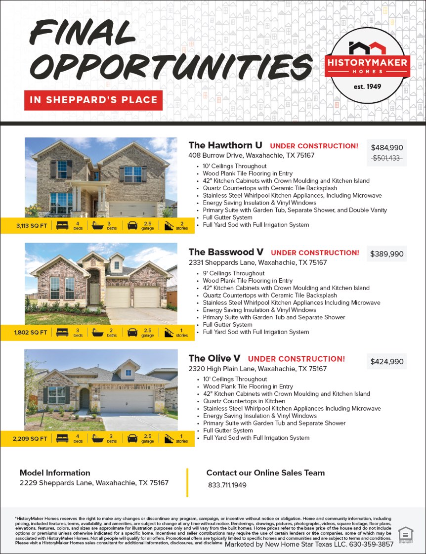 Builder Guides DFW - HistoryMaker Homes
