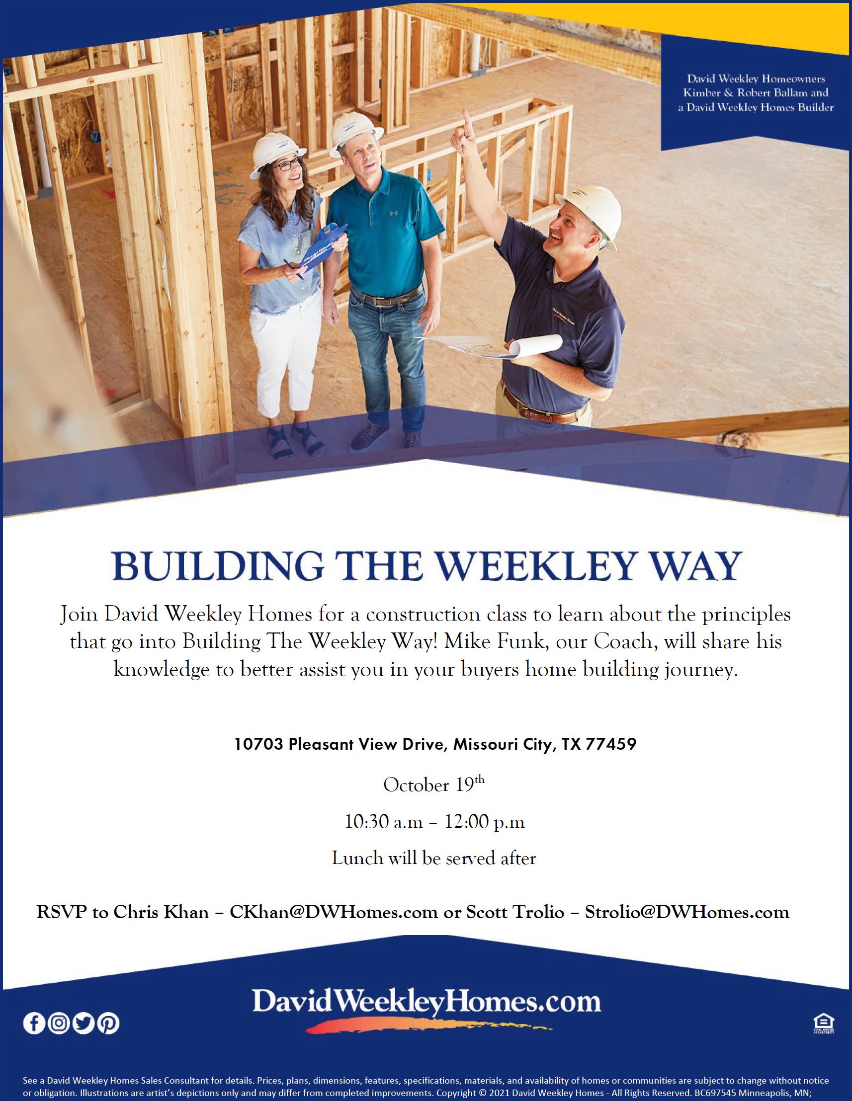Builder Guides Houston - David Weekley Homes